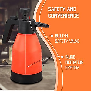 BIOPRONEXT Pressure Hand Pump Sprayer - 0.4 Gallon Small Pump Spray Bottle with Safety Valve and Adjustable Nozzle - High-Pressure Pump Hand Sprayer for Home Cleaning, Garden or Car Detailing (1.5L)