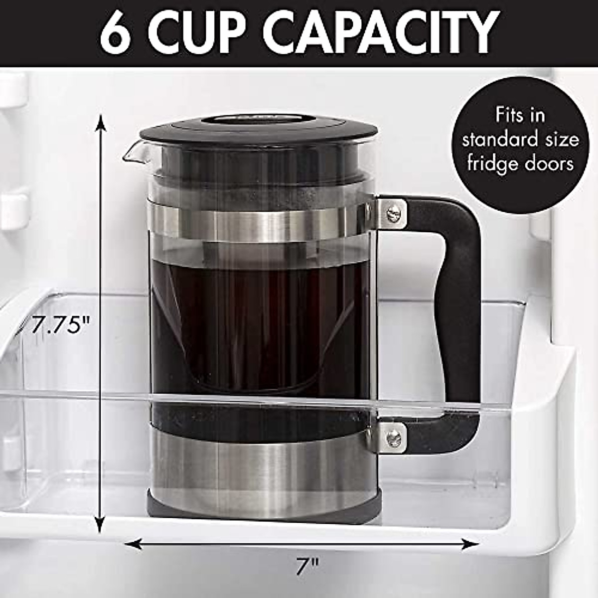 Primula 2-in-1 Coffee Maker, Make French Press Coffee and Cold Brew Coffee in One Coffee Maker, Comfort Grip Handle, Durable Glass Carafe, Perfect 6 Cup Size