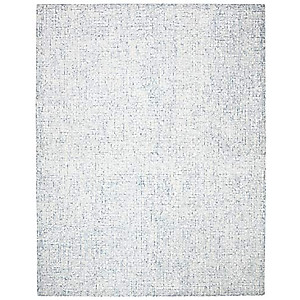 SAFAVIEH Abstract Collection 8' x 10' Ivory/Blue ABT470M Handmade Premium Wool & Viscose Area Rug