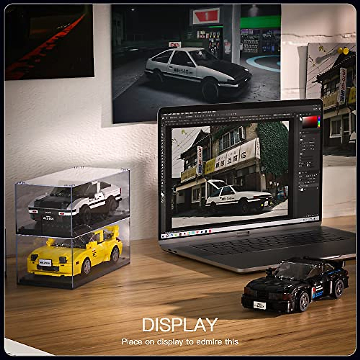 Mould King Initial D Car Nissan Skyline GTR32 Race Car Building Sets with Display Case, 27014 Collectible Speed Champion Car Building Blocks, Classic Race Car Building Kits for Adults Kids 8+(359PCS)