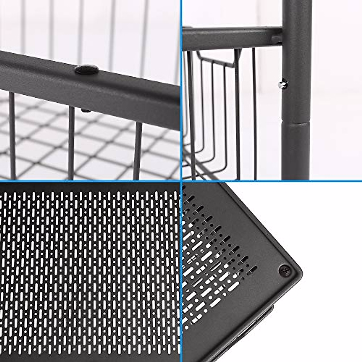 MAX Houser 2-Tier Stackable Organizer Baskets with Metal Sliding Drawers for Pantry, Under the Sink, Desktop Organizer for Bathroom,Kitchen, Office (Charcoal Grey)