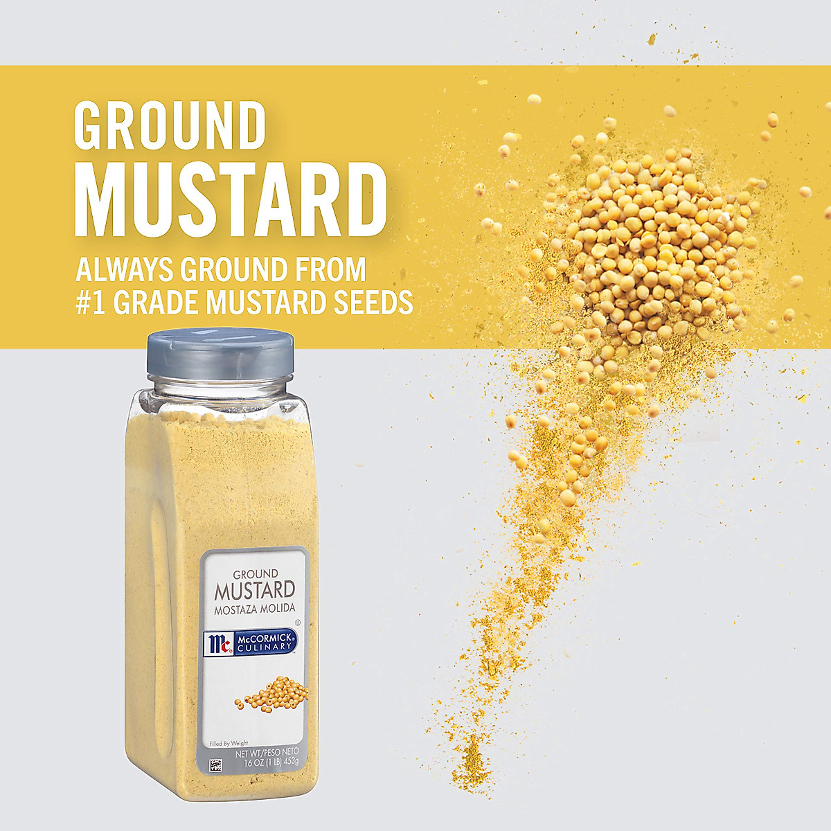 McCormick Culinary Ground Mustard, 16 oz - One 16 Ounce Container of Ground Mustard Powder for a Sharp Tangy Taste, Perfect for Dips, and Sauces