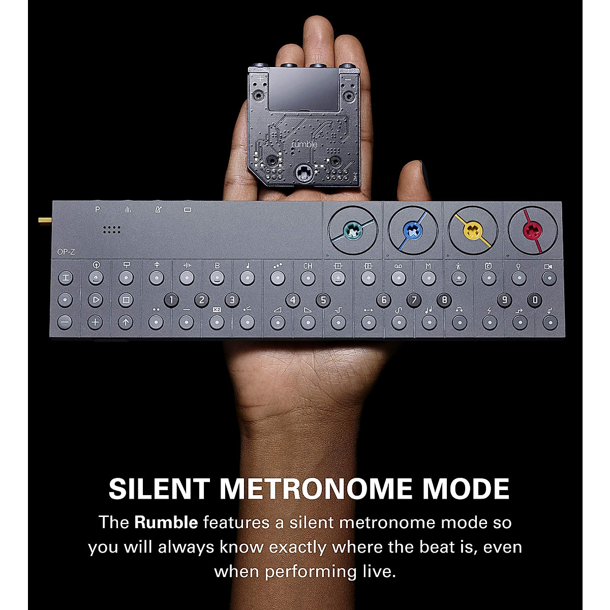 teenage engineering ZM-2 rumble expansion module accessory kit with silent metronome for OP-Z portable synthesizer and multimedia sequencer