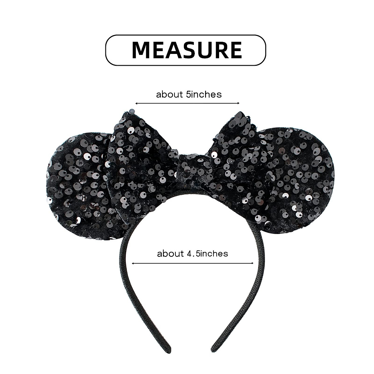 KARETT Mouse Ears Bow Headbands, Sparkle Mouse Ears Headband Glitter Hair Band for Party Princess Decoration Cosplay Costume