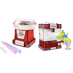 Nostalgia Cotton Candy and Snow Cone Machine Bundle - Retro Treat Makers