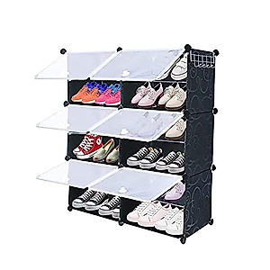 WerkWeit Portable Shoe Storage 6-Tier Shoes Rack 24 Pairs Plastic Cube Storage Tower Shelves for Storage Shoe Cabinet Shoe Rack for Entryway, Hallway and Closet for Shoes, Slippers, Boots Storage