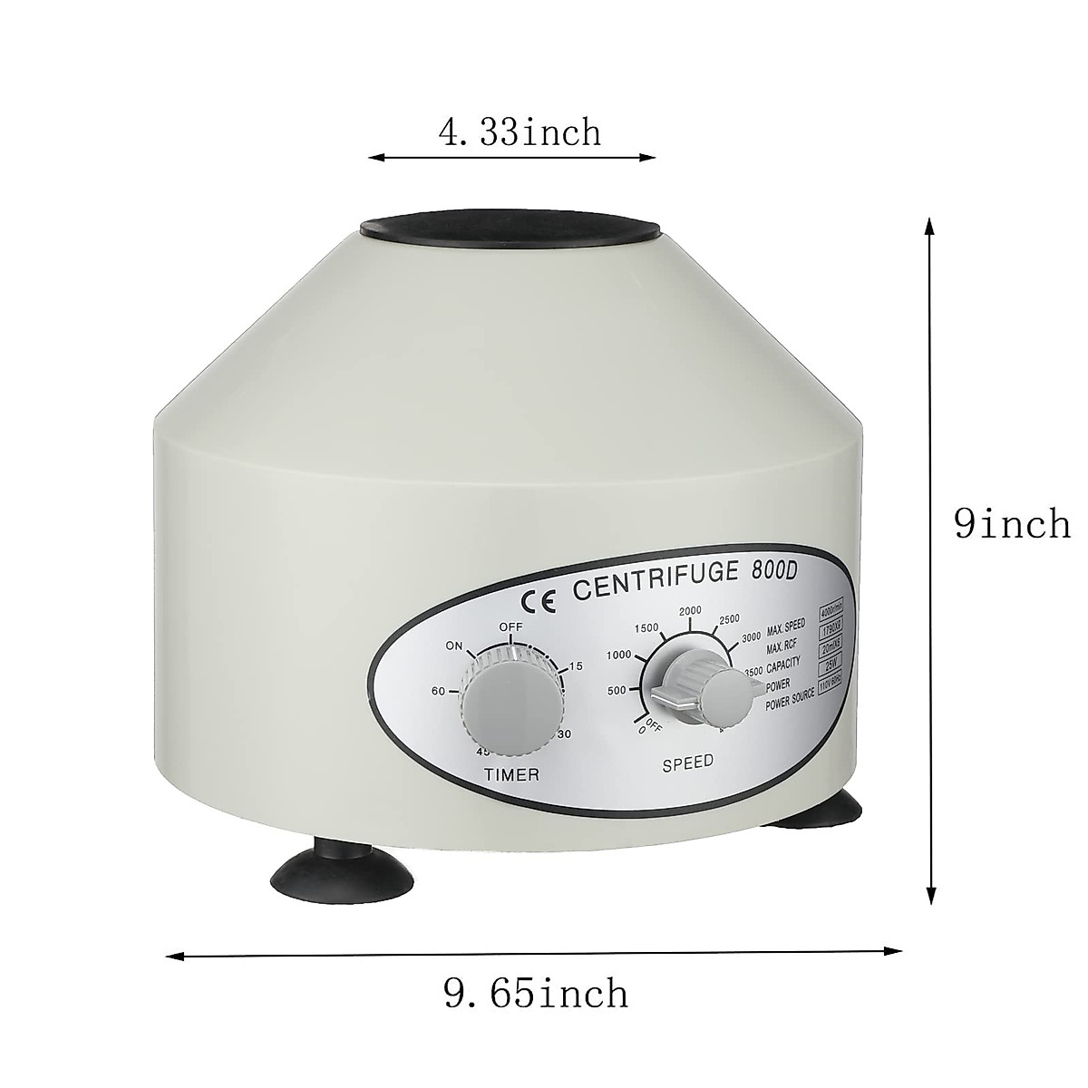 MECCTP Electric Lab Laboratory Centrifuge Machine Lab Medical Practice w/Timer and Speed Control, Max Speed 4000 RPM Capacity 6 x 20ml, Silver, 9.65inch×9inch