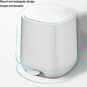 Didiesse Dustbins Plastic Foot-Operated Trash Can Wastebasket,Silent Closing Lid，Garbage Container Bin for Bathroom,Bedroom，Removable Liner Bucket Waste Storage Bins (Color : White)