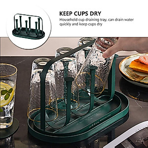 Cabilock 1 Set Cup Storage Rack Coffee Mug Display Mug Holder Tree Organizer Silverware Tray Metal Bottle Drying Organizer Cup Drainer Rack Tea Cup Rack Stand Iron Bracket with Tray