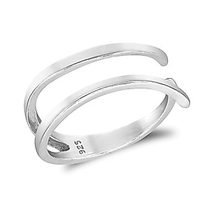 AeraVida Contemporary Double Banded .925 Sterling Silver Wraparound Ring (10)