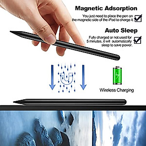 Zosylala 2nd Generation Stylus Pen for iPad with Wireless Charging,Palm Rejection,Digital Display,Compatible with Apple iPad Mini 6,iPad Air 4/5,iPad Pro 11 inch1/2/3/4,iPad Pro 12.9 inch3/4/5/6-Black