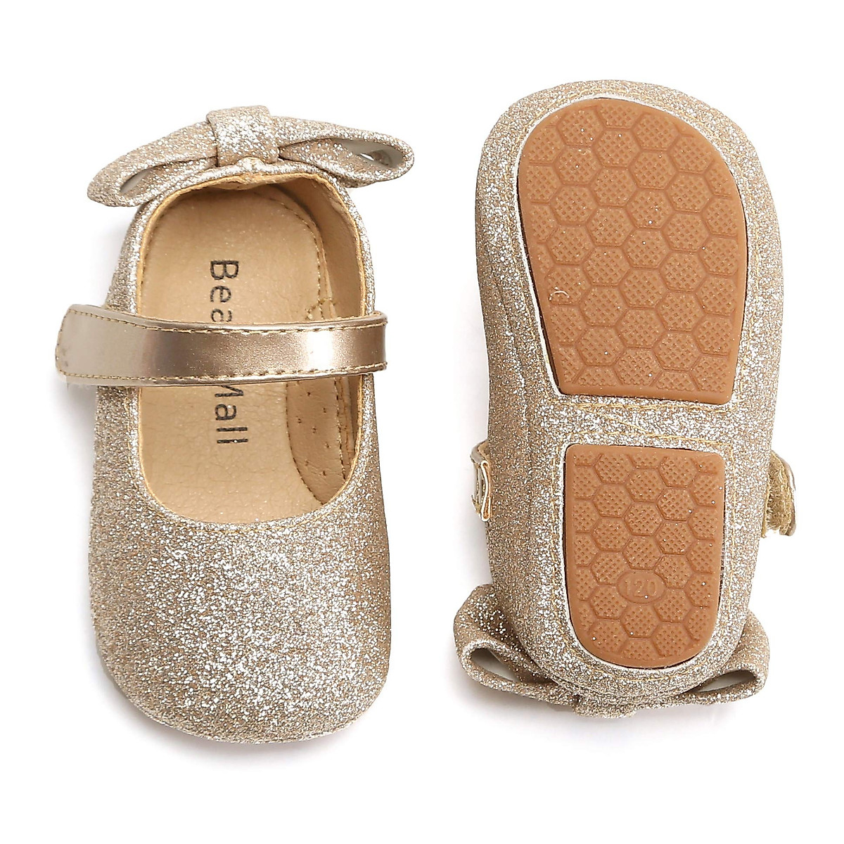 Felix & Flora Gold Baby Shoes Girl 12-18 Months - Infant Baby Walking Shoes Moccasinss Rubber Sole Crib Shoes(Gold,12-18 Months)