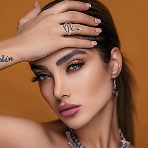 Sllaiss 925 Sterling Silver Snake Ring for Women White Gold Plated Vintage Punk Rings Adjustable Open CZ Animal Snake Finger Ring Jewelry