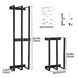 Affogato Towel Racks for Bathroom Wall Mounted, 3 Bar Metal Bath Towel Holder for Rolled Bath Towels, Hand Towels, Face Towels Bathroom Towel Storage High Stability Black