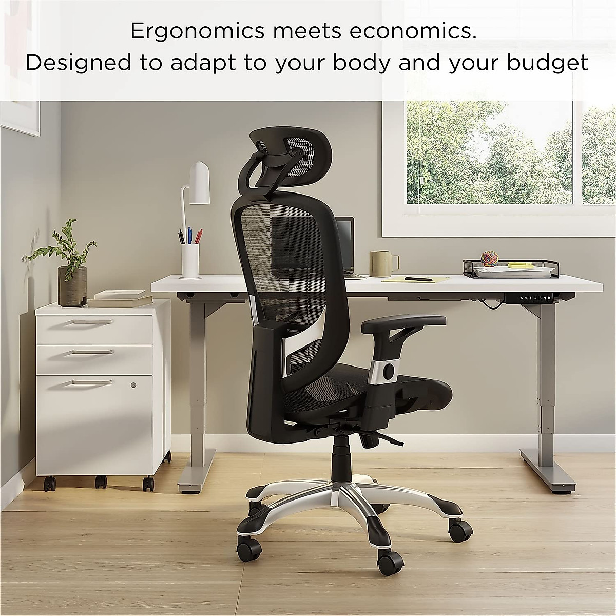 Union & Scale Flexfit Hyken Mesh Task Chair, Charcoal Gray, 2/Pack (UN59464V-CCVS)