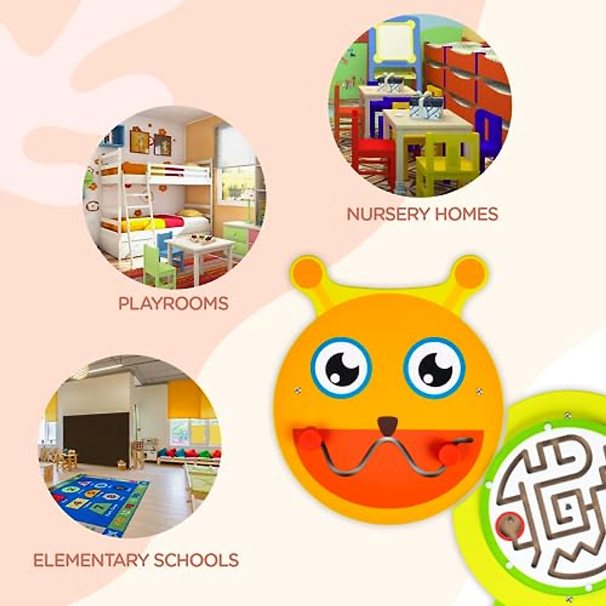 Monläurd® Caterpillar Montessori Busy Board,Sensory Board,Educational Toys,Activity Cube,Wall Toys,Daycare Furniture,Playroom Furniture,Interactive Toys,Wooden Toys,Learning Toys,Boys and Girls 6 M+