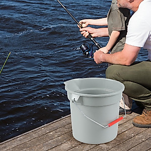 Sandmovie 14 Quart Commercial Round Buckets, 4 Packs Plastic Round Utility Pail with Handle, Grey