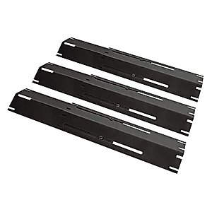 Unicook Heavy Duty Adjustable Porcelain Steel Grill Heat Plate Shield Replacement, Heat Tent, Flavorizer Bar, Burner Cover, Flame Tamer for Gas Grill, Extends from 11.75" up to 21" L, 3 Pack