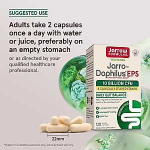 Jarrow Formulas Jarro-Dophilus EPS - 5 Billion Viable Organisms Per Serving - 120 Enteric Coated Veggie Caps - Multi-Strain Probiotic - Intestinal & Immune Health - Up to 120 Servings