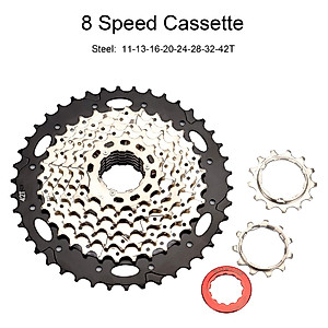 CYSKY 8 Speed Cassette 8Speed 11-42 Cassette Fit for Mountain Bike, Road Bicycle, MTB, BMX, Sram Sunrace Shimano ultegra xt (Light Weight)