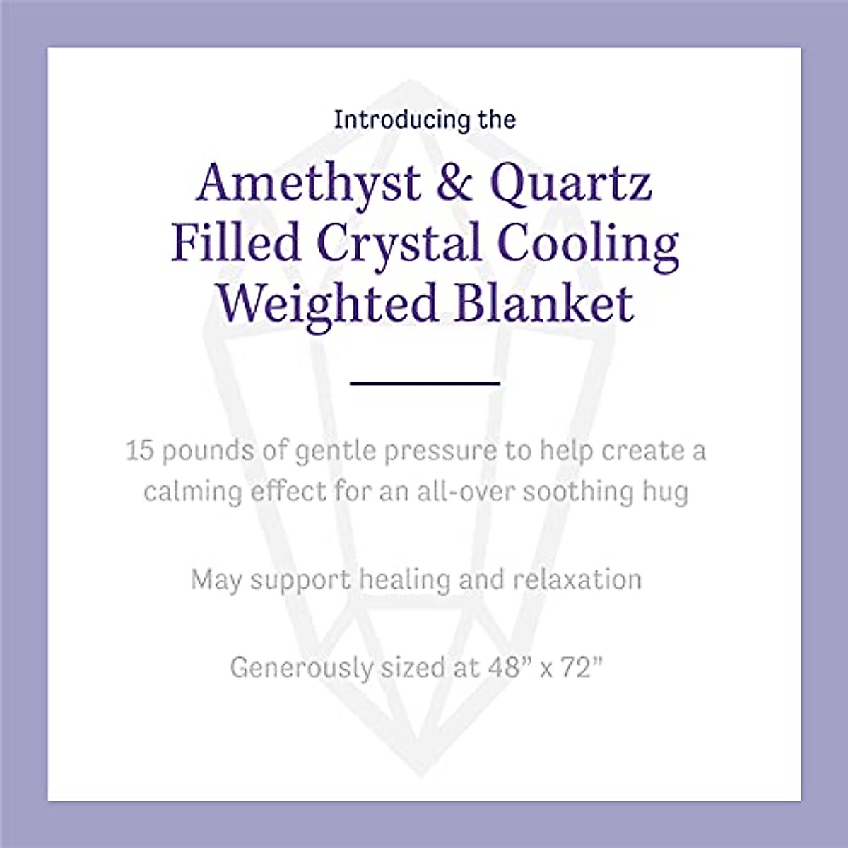 Dream Lab Amethyst and Quartz Crystal Cooling Reversible Weighted Blanket with Removable Cover, 15 Pounds, Lavender