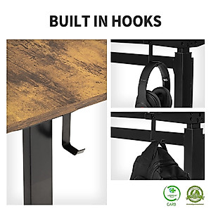 UNICOO - Crank Adjustable Height Standing Desk, Game Table, Home Office Table, Computer Table 55 * 23.6 in Tabletop (XJH-C-55 Rustic Brown+Black)