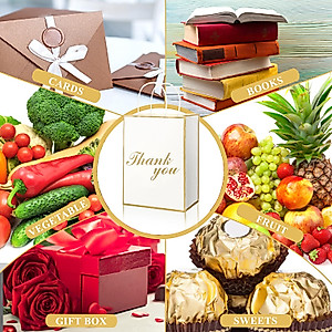 Tenceur 50 Pcs Thank You Gift Bags with Handles, Wedding Party Gift Bags Bulk Thank You Paper Bags for Business, Shopping, Wedding, Baby Shower, Party Favors, 8.27 x 4.33 x 10.63 Inches (White)