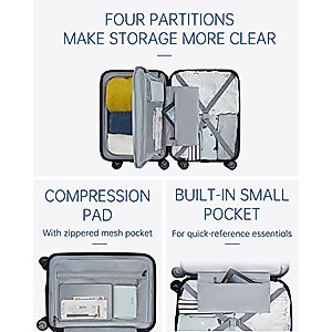 BAGSMART Carry On Luggage, PC Hardside Suitcase Airline Approved, 20 Inch Carryon Luggage with Spinner Wheels, Travel, Hard Shell Lightweight Rolling Suitcases for Men Women,Black