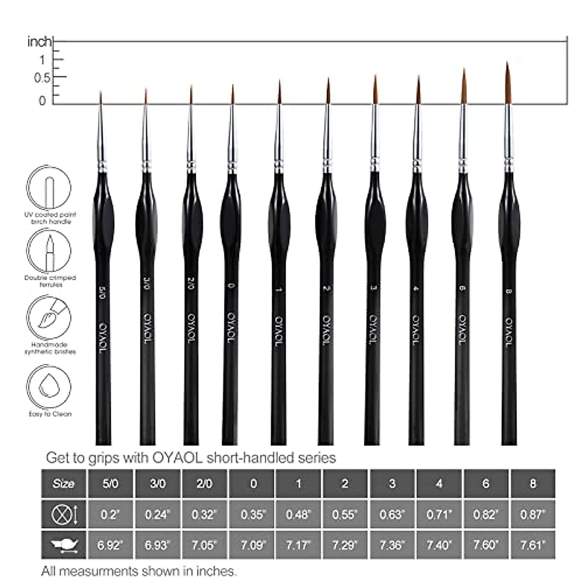 10Pack Detail Paint Brush Set - Premium Miniature Paint Brushes, Fine Detial Paint Brushes for Warhammer 40k Miniature Figures, Fine Detailing by OYAOL