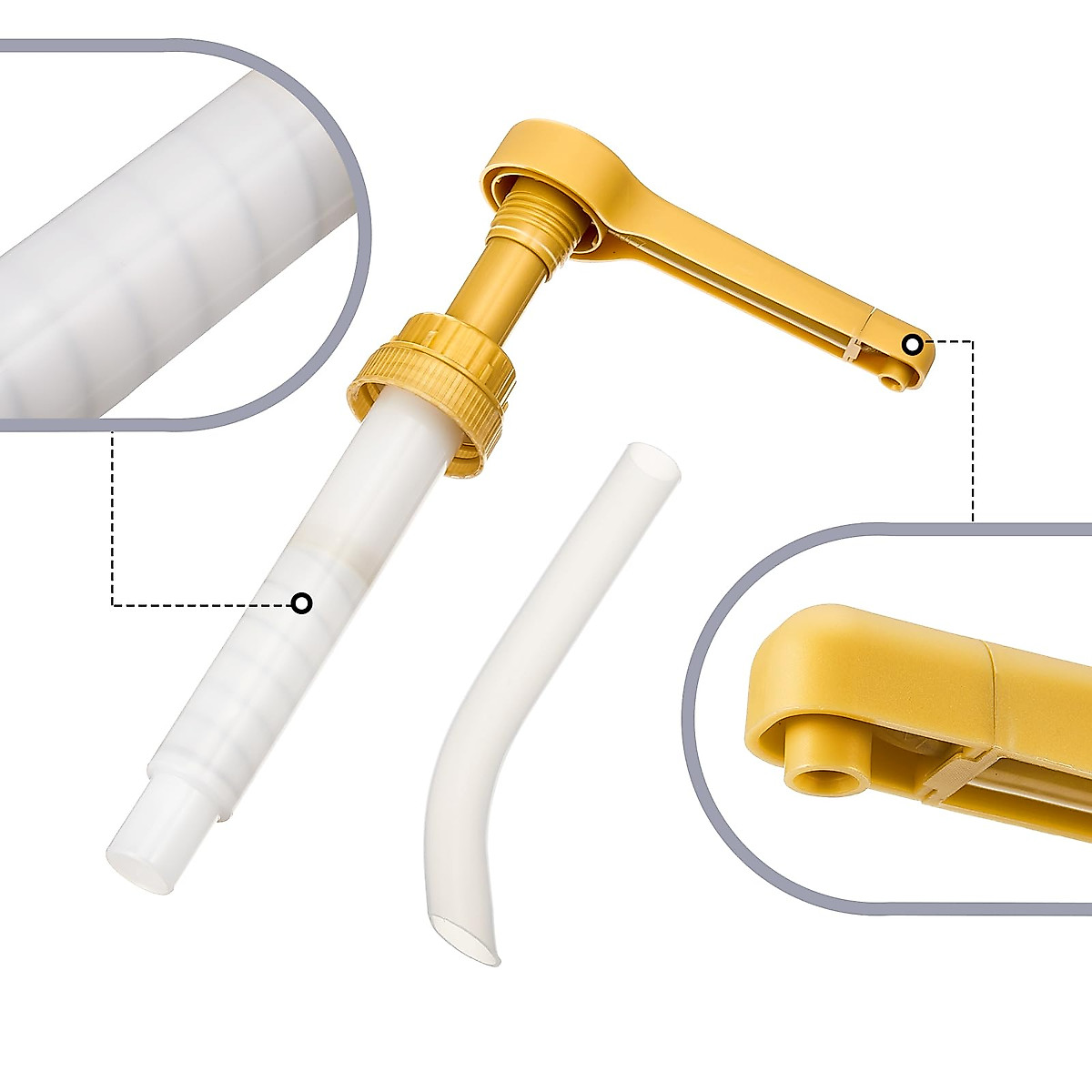 Tanlade 3 Pcs Coffee Syrup Pump Dispenser Sauce Pump Dispenser Pumps for Syrup Bottles 64 Oz, Gold