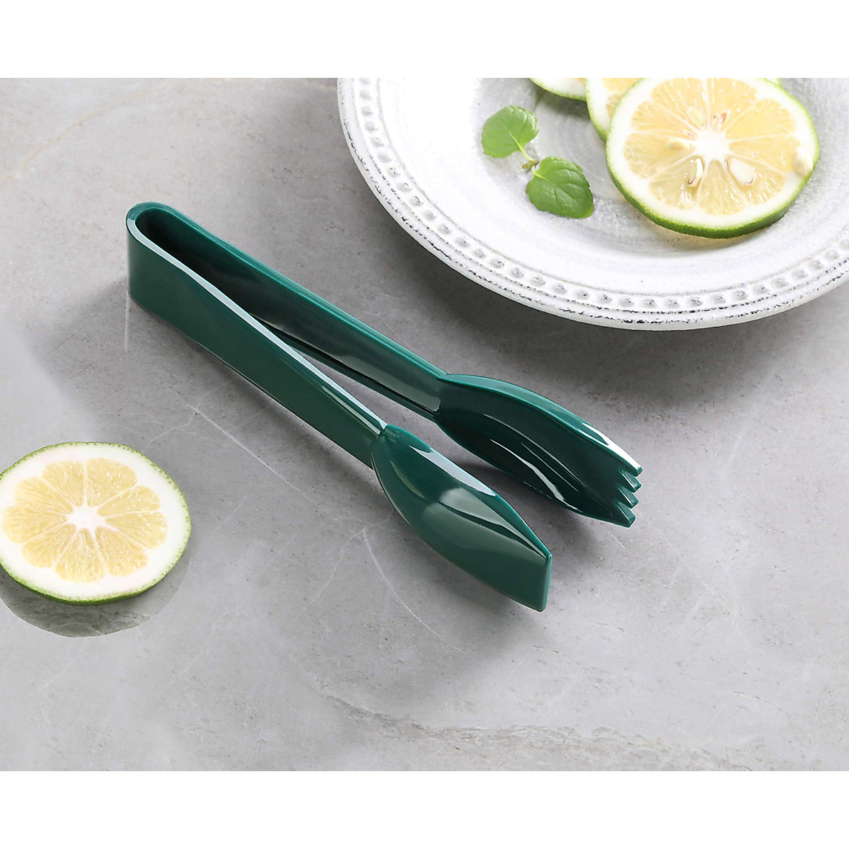 New Star Foodservice 35599 Utility Tong, High Heat Plastic, Straight Edge, 6 Inch, Set of 12, Green