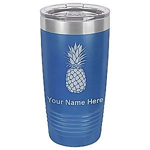 LaserGram 20oz Vacuum Insulated Tumbler Mug, Pineapple, Personalized Engraving Included (Dark Blue)
