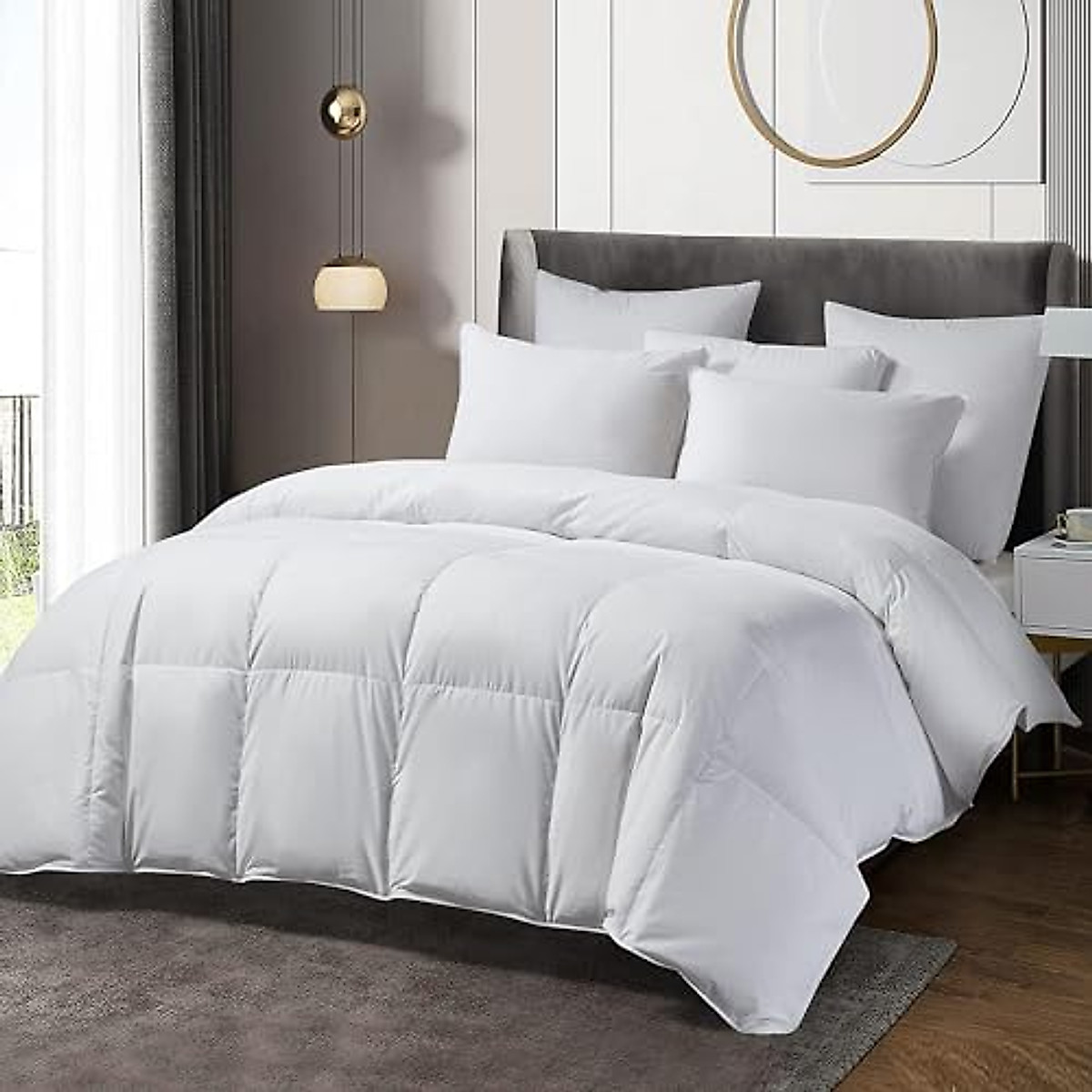 Beautyrest White Goose Down Comforter King Size - All Seasons Warmth Sateen Cotton European Down Duvet Insert 650 Fill Power Feather Down Comforter Insert Made in USA