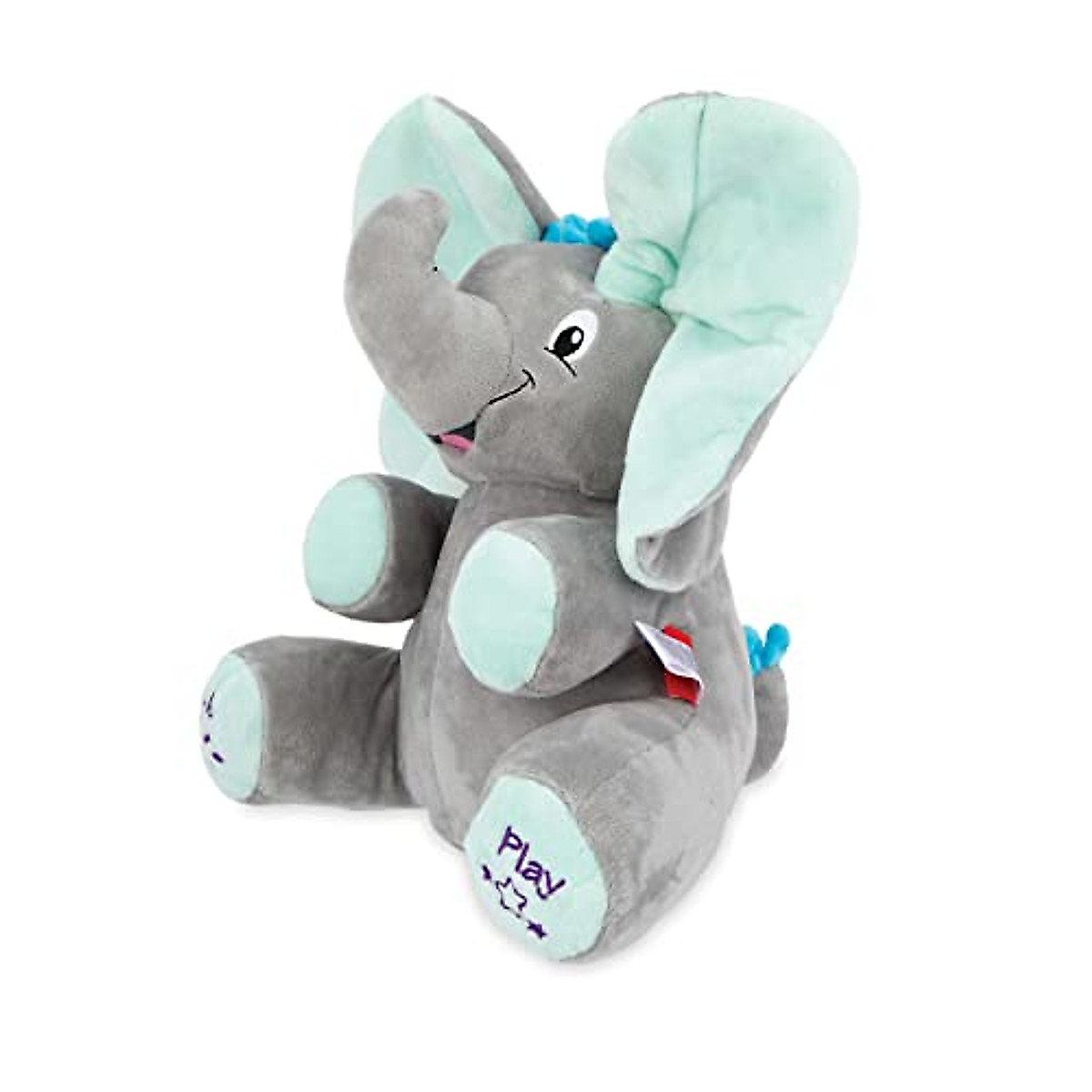 Nuby Peek a Boo Friends Animated Plush Toy with Music and Interactive Play, Baby Elephant