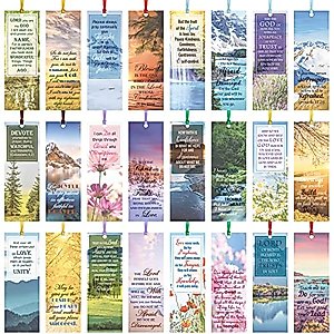 120 Pcs Bible Verse Inspirational Bookmarks Scripture Christian Motivational Bookmarks Encouragement Verse Page Marker with Colorful Ribbons Christmas Gifts for Women Men Church Office Supplies