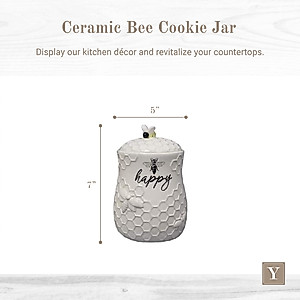 Young's Inc. Ceramic Bee Cookie Jar - 5" W x 5" D x 7" H - Cookie Jars for Kitchen Counter - Tea Canister