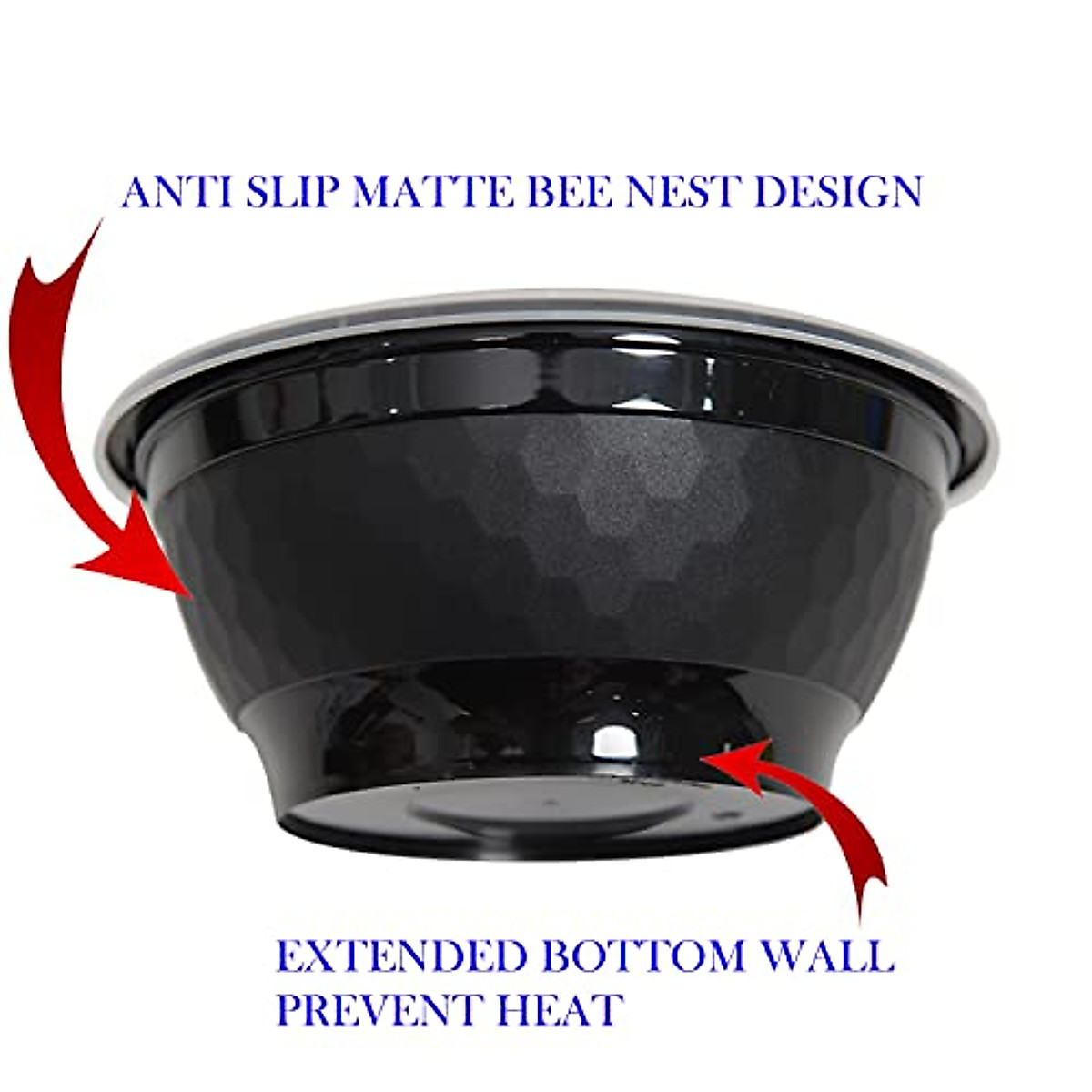 Elam Meal Prep Plastic Container Noodle Bowl 25-pack 42oz To-Go Containers Take -Out Round Bowls with Lids Food Storage Salad Bowl Bento Box Microwavable(BPA Free) Freezer/Dishwasher Safe Disposable