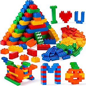 JOYIN 100 Pcs Building Blocks, Building Bricks, Toddler Classic Basic Big Duplicate Blocks, 50 Square and 50 Rectangle Toys Set for Ages 2 3 4 5 Year Old Boys Girls Christmas Birthday Gift