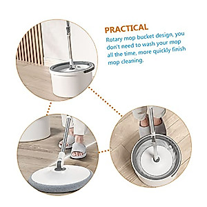 Zerodeko Disc Mop Porcelain Tile Cleaner Flat Mop Encaustic Tile Flooring Hardwood Floor Mop Glasses Cleaner 360° Round Absorbent Round Mop Rod Mop Head Set Mop for Hardwood Refill Ceiling