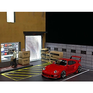 Diorama 1/64 Car Garage Model City Backdrop Car Parking Lot LED Lighting Scenery Model Toy