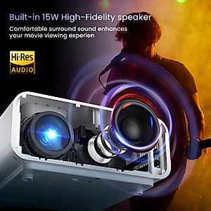 4K Support Projector with Wifi and Bluetooth, HOMPOW Mini Portable Projectors for Outdoor Home Movie, Compatible with Laptop, Smartphone, TV Stick, Xbox, PS5