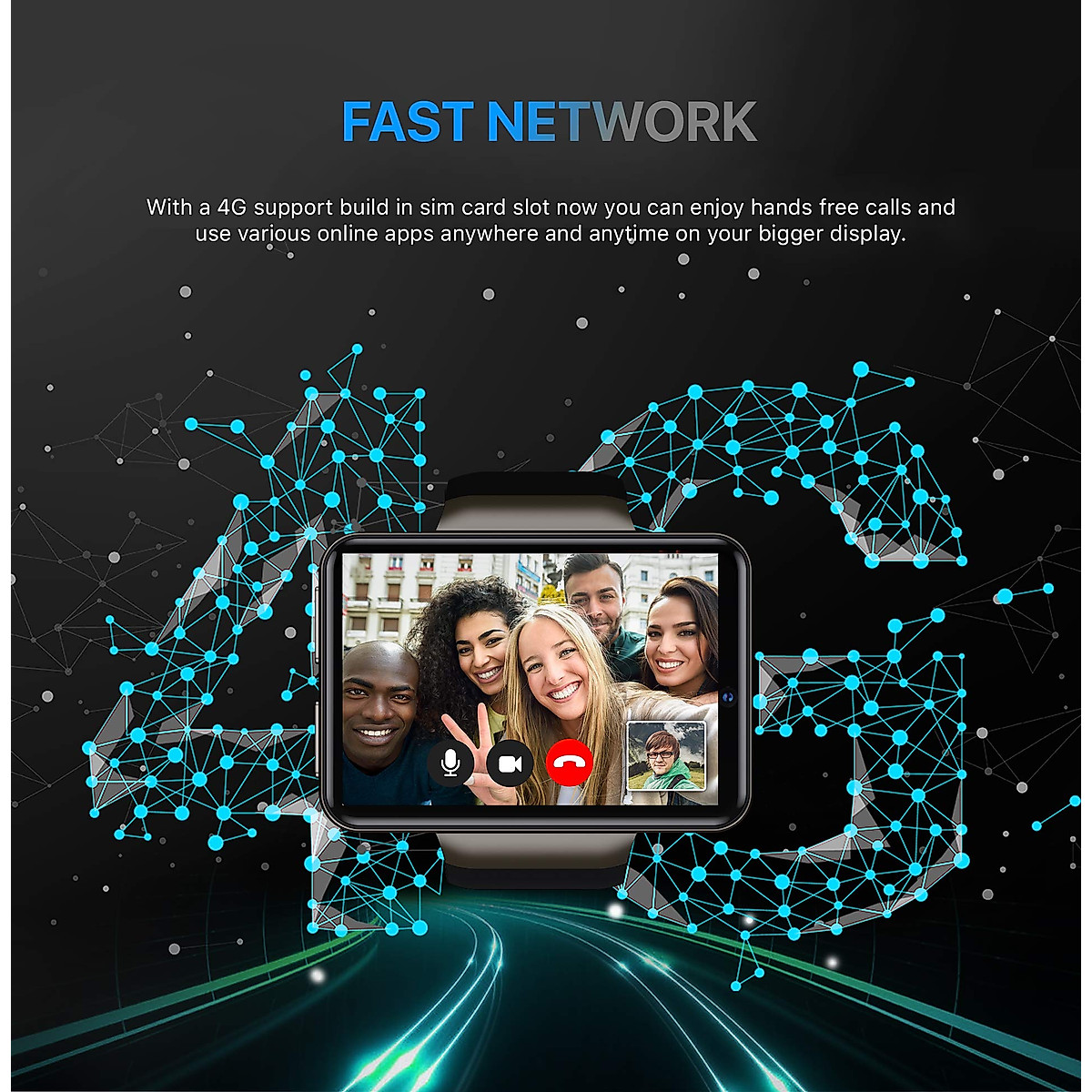 Rainbuvvy DM101 4G Smart Watch for Men 2.41" Display Android 7.1 1GB RAM 16GB ROM 2080mAh Watch Phone with Face ID Dual Camera Bluetooth GPS IP67 Waterproof Smartwatch (Black - 1GB+16GB)