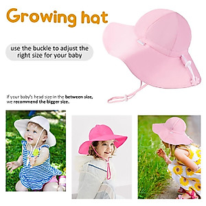 Unisex Baby Sun Hat with UPF 50+ Outdoor Adjustable Beach Hat,Baby Girl Wide Brim Bucket Hats for Infant Toddler Little Boy (0-6 Months) White