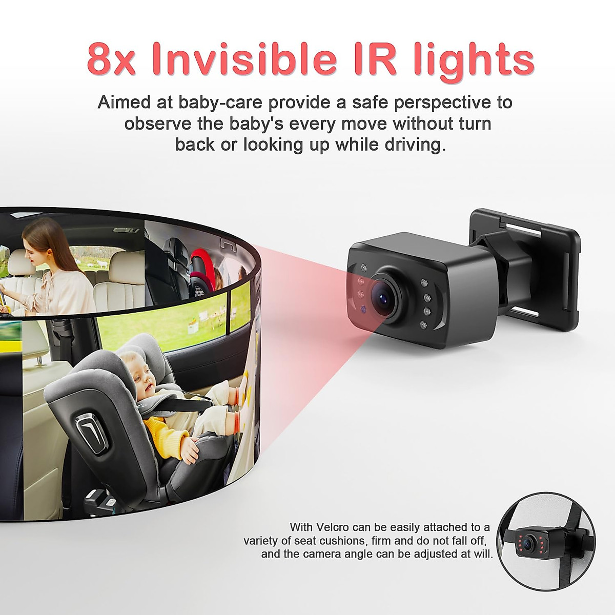 Itomoro Baby Car Camera, 4.3'' 1080P Night Vision Car Baby Mirror with Camera 5 Mins Easy Installation Crystal Clear Wide View for Rear Facing Seat ACZ407