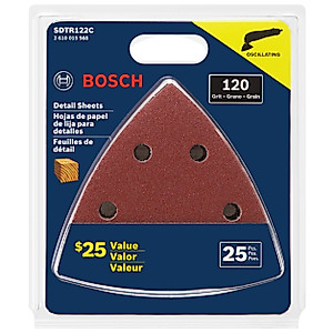 BOSCH SDTR122C 25 Pc. 3-3/4 In. 120 Grit Detail Sanding Sheets FOR Wood