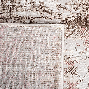 SAFAVIEH Meadow Collection Area Rug - 9' x 12', Beige & Pink, Modern Abstract Design, Non-Shedding & Easy Care, Ideal for High Traffic Areas in Living Room, Bedroom (MDW585B)