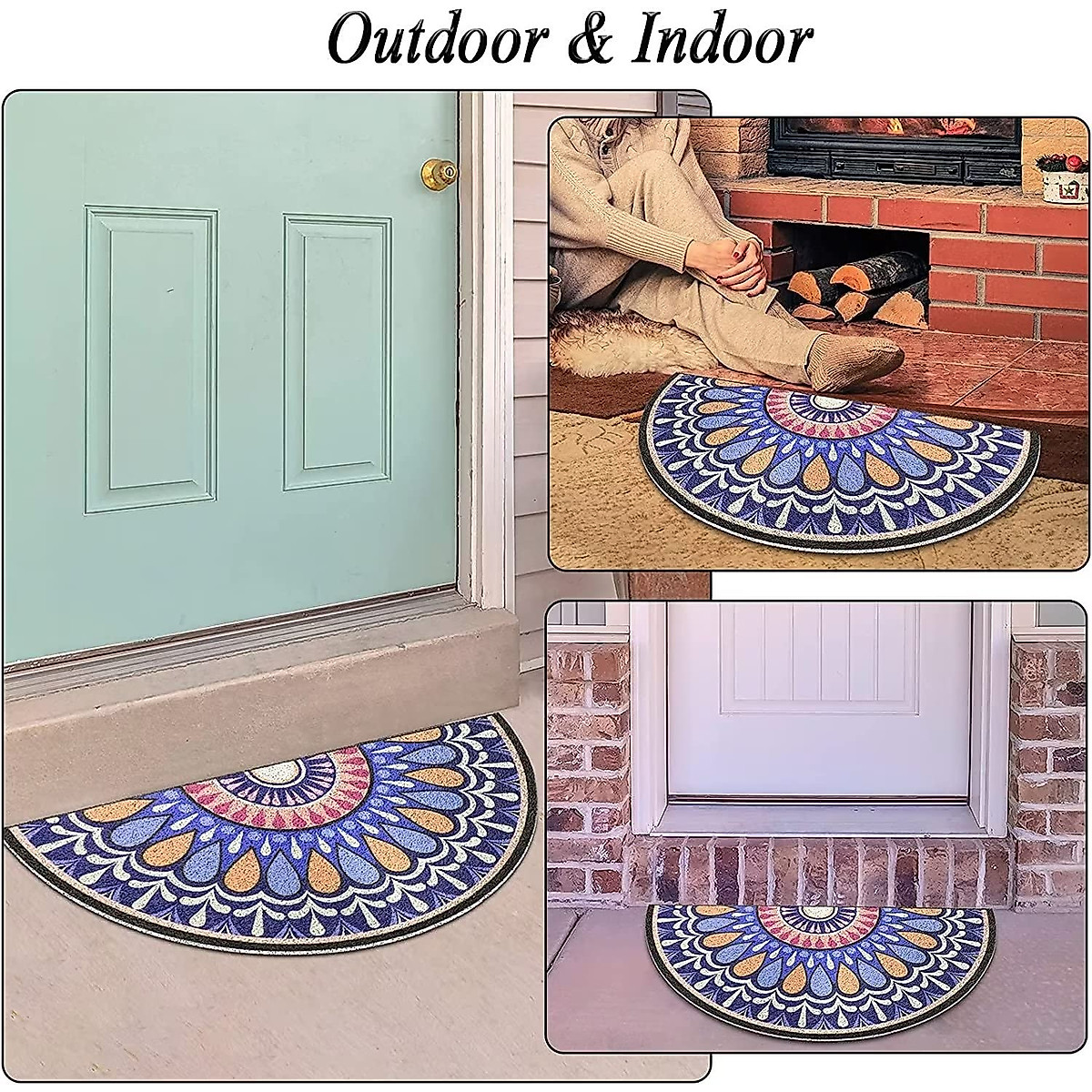 Bathroom Rugs White Polka Dot Black Half Round Door Mat Half Circle Area Rug Doormat Home Decor Rug Front Welcome Entrance Way Mat for Indoor Outdoor Kitchen Bedroom 16x24 Inch