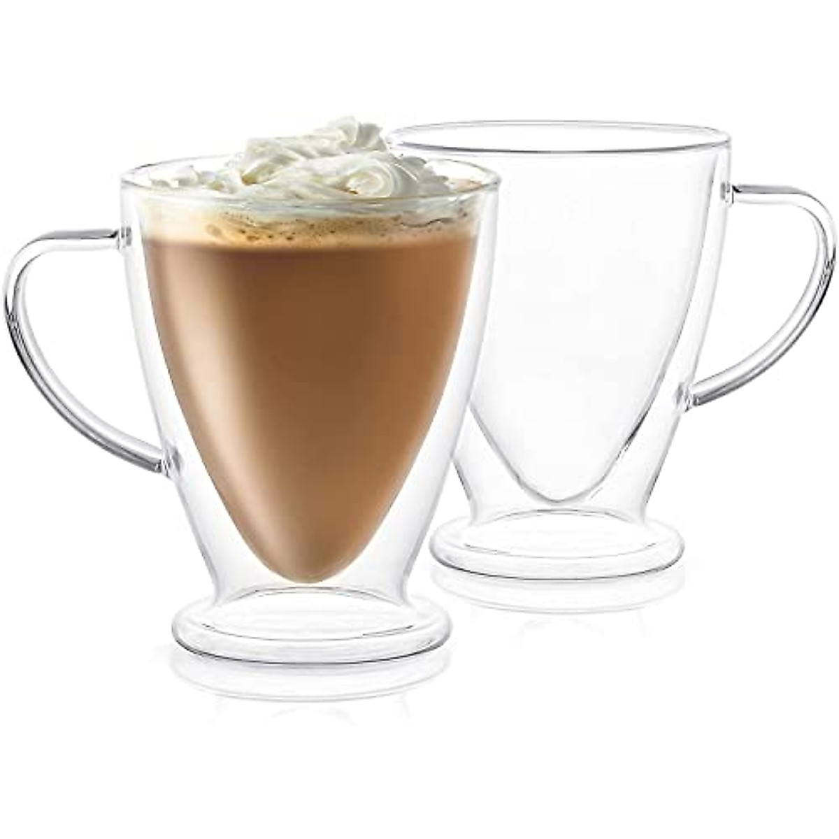 Sister.ly Drinkware Double Wall Glass Coffee Cups, Insulated Glass Coffee Cups, Set of 2, 12 ounces (Clear)