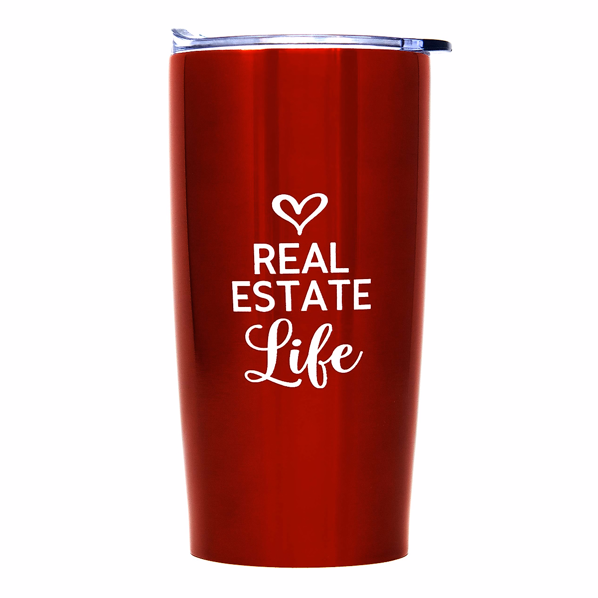 Calendars and More, Inc. Real Estate Agent Vaccum Insulated Tumbler 20oz Travel Mug with Slide Lid - Keep Drinks Hot or Cold - By Real Estate Supply Store (Red, Real Estate Life)