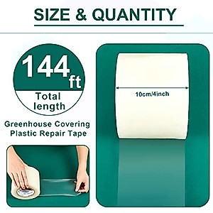 Tondiamo Greenhouse Repair Tape 4 Inch x 144 Feet Plastic Film Repair Tape Clear Film Repair Tape for Garden Greenhouse Tents Sheeting Coverings Sealing Patching Extra Strong Permanent Repair